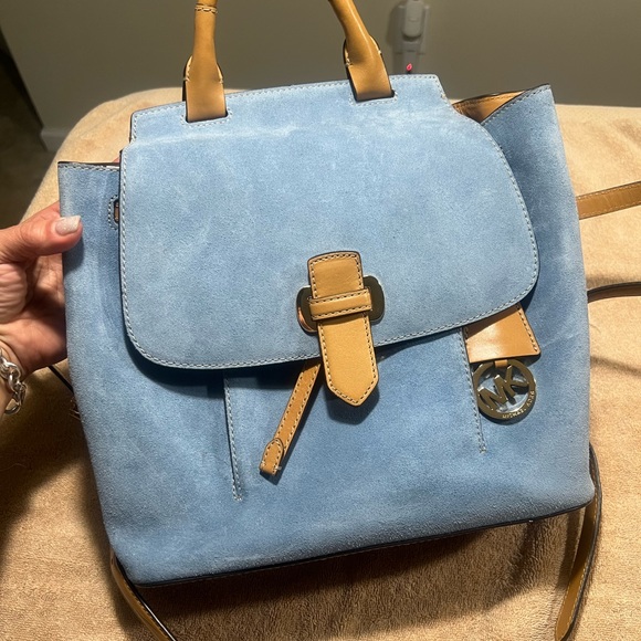MICHAEL Michael Kors | Bags | Vintage Michael Kors Blue Suede Backpack ...